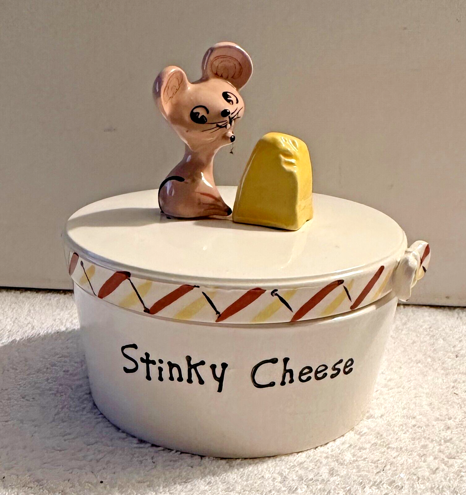 Vintage MCM Holt Howard 1959 STINKY CHEESE Ceramic Lidded Container ...