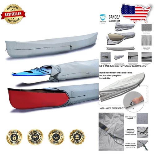 Gray Marine Grade Kayak Cover for 11ft-12ft - Protect Your Gear with ...