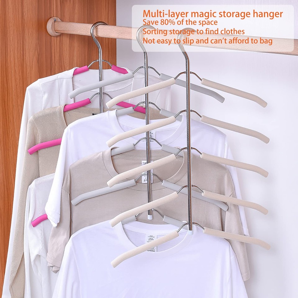 Blouse Tree Hangers Multi-Layer Clothes Hangers 3 Pack 5 in 1 Non Slip ...