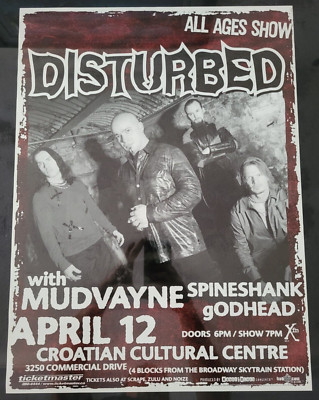 Disturbed Mudvayne Spineshank Godhead 2001 Poster Vancouver BC Metal ...