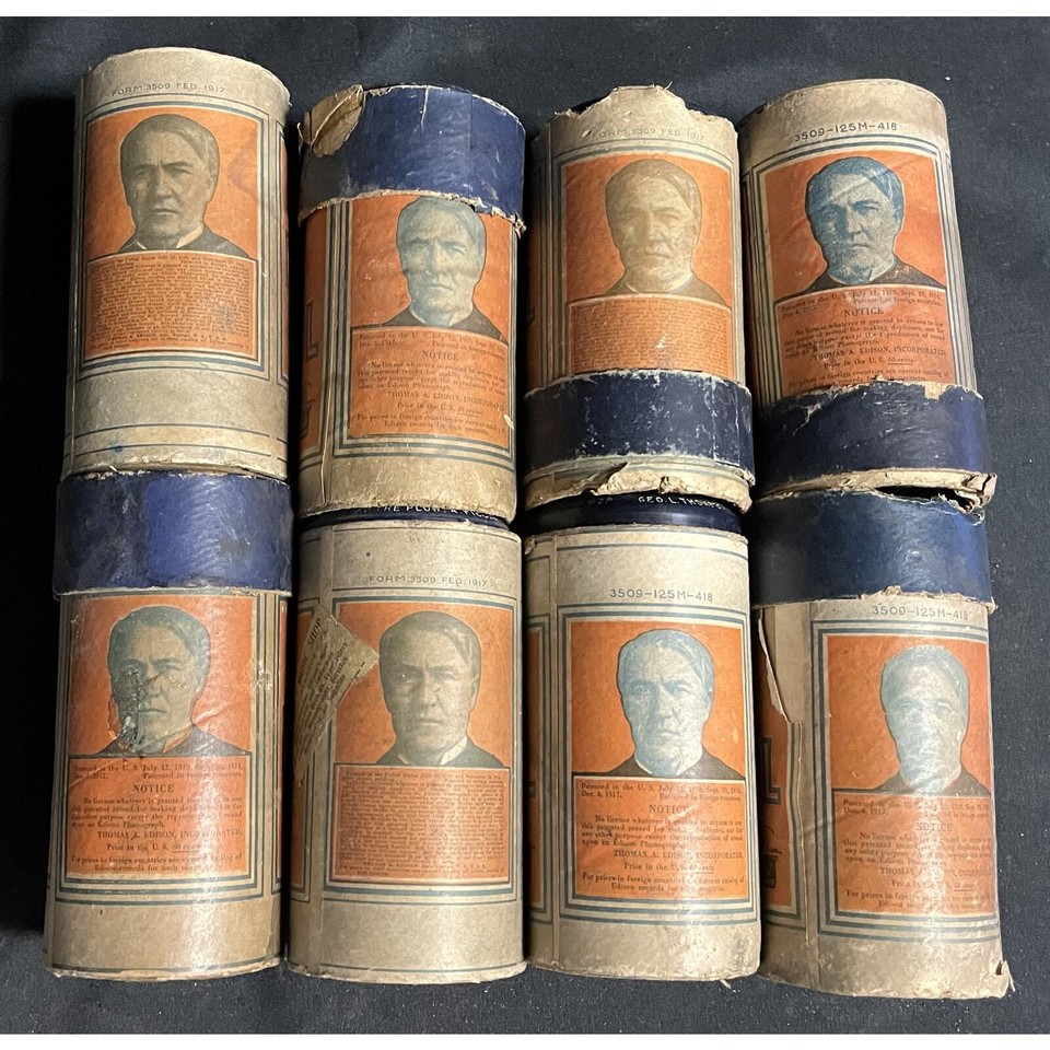 Lot of Eight Edison Blue Amberole Phonograph Cylinder Records (Lot 4 ...