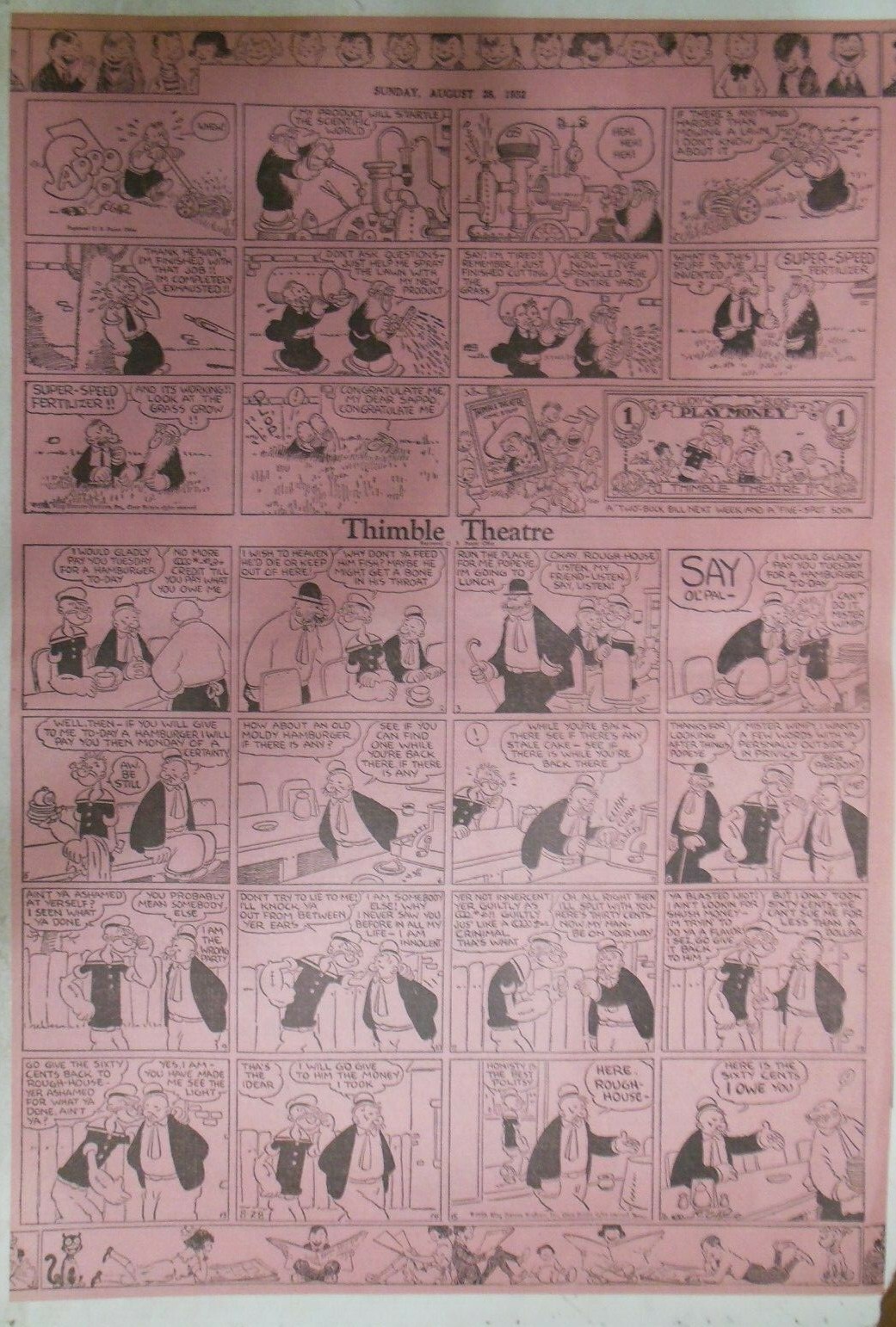 Popeye Thimble Theatre Sunday Page by EC Segar from 8/28/1932 Full Page ...