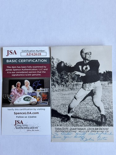 Tobin Rote Signed Vintage Photo Postcard Autograph Green Bay Packers ...