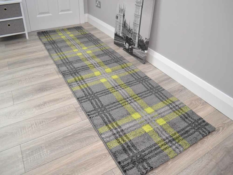 Tartan Living Room Rugs Modern Tweed Soft Long Runners Extra Large ...