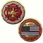 Firefighter Thin Red Line Fire Rescue Challenge Coin Fireman ...