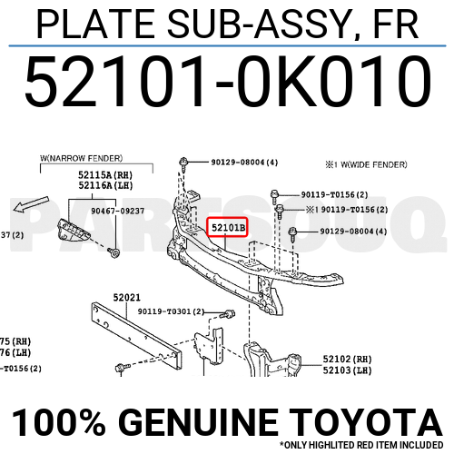 521010K010 Genuine Toyota PLATE SUB-ASSY, FR 52101-0K010 | eBay