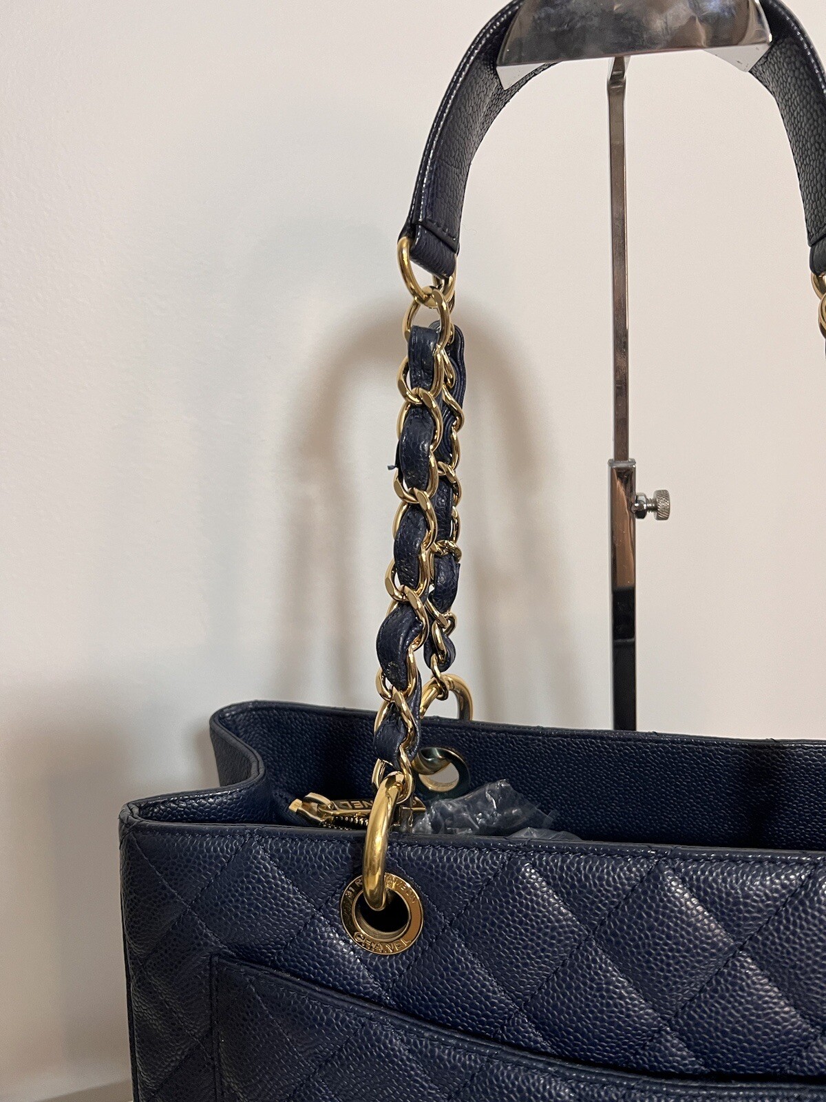 Chanel gst tote bag Dark Blue With Gold Hardware | eBay