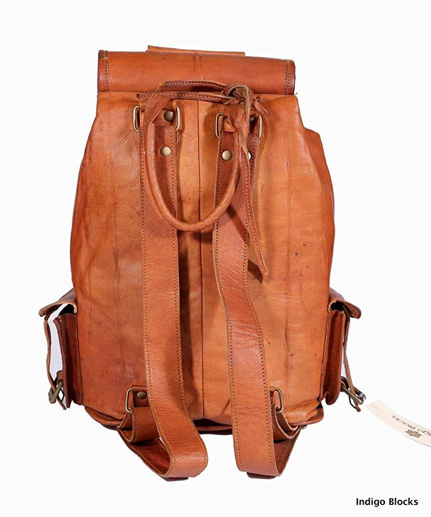Dashing Genuine Goat Leather Rucksack Backpack Luggage Hiking Camping ...