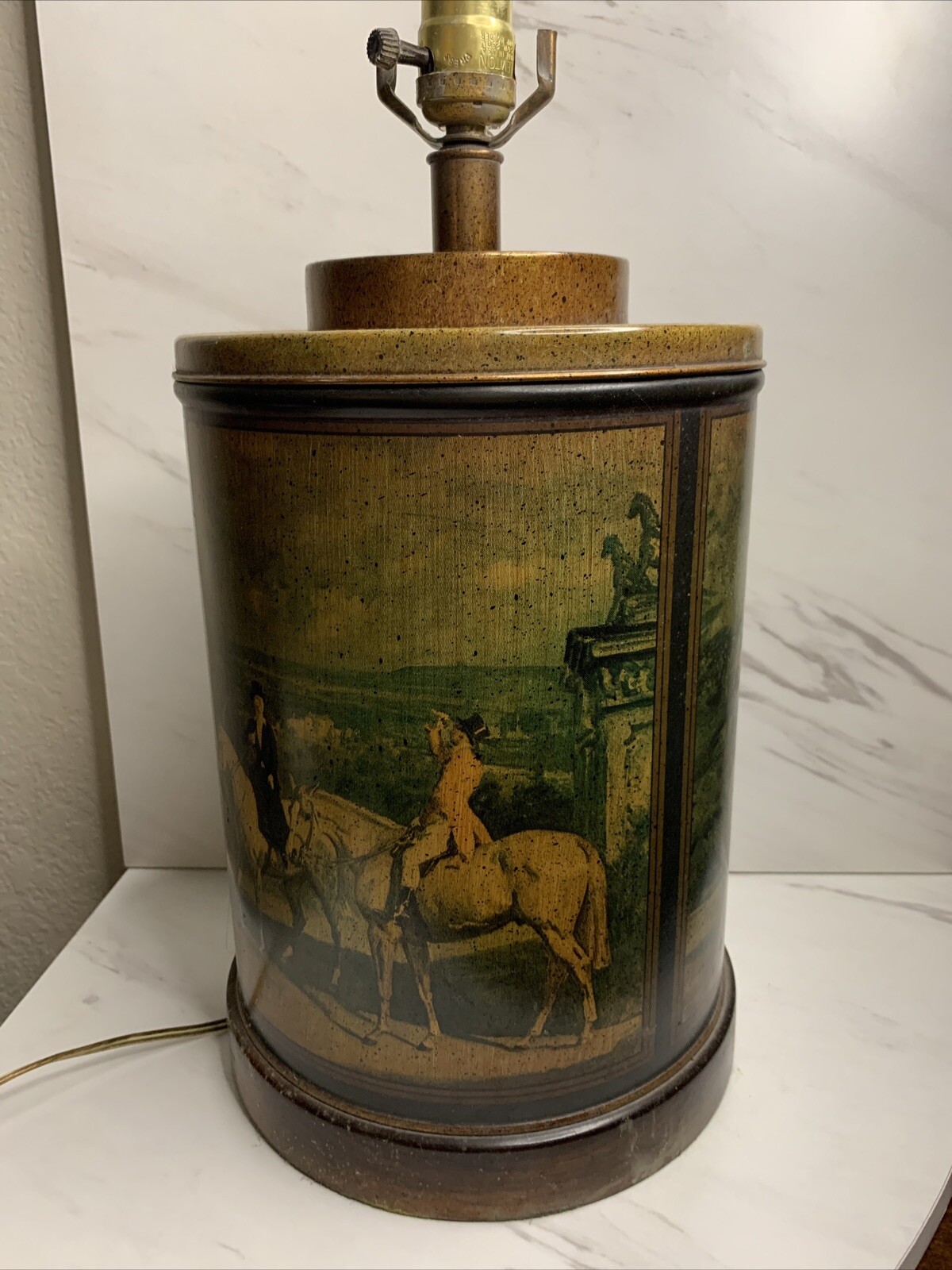 Vintage Rare Frederick Cooper Equestrian Tea Canister Lamp MCM | eBay