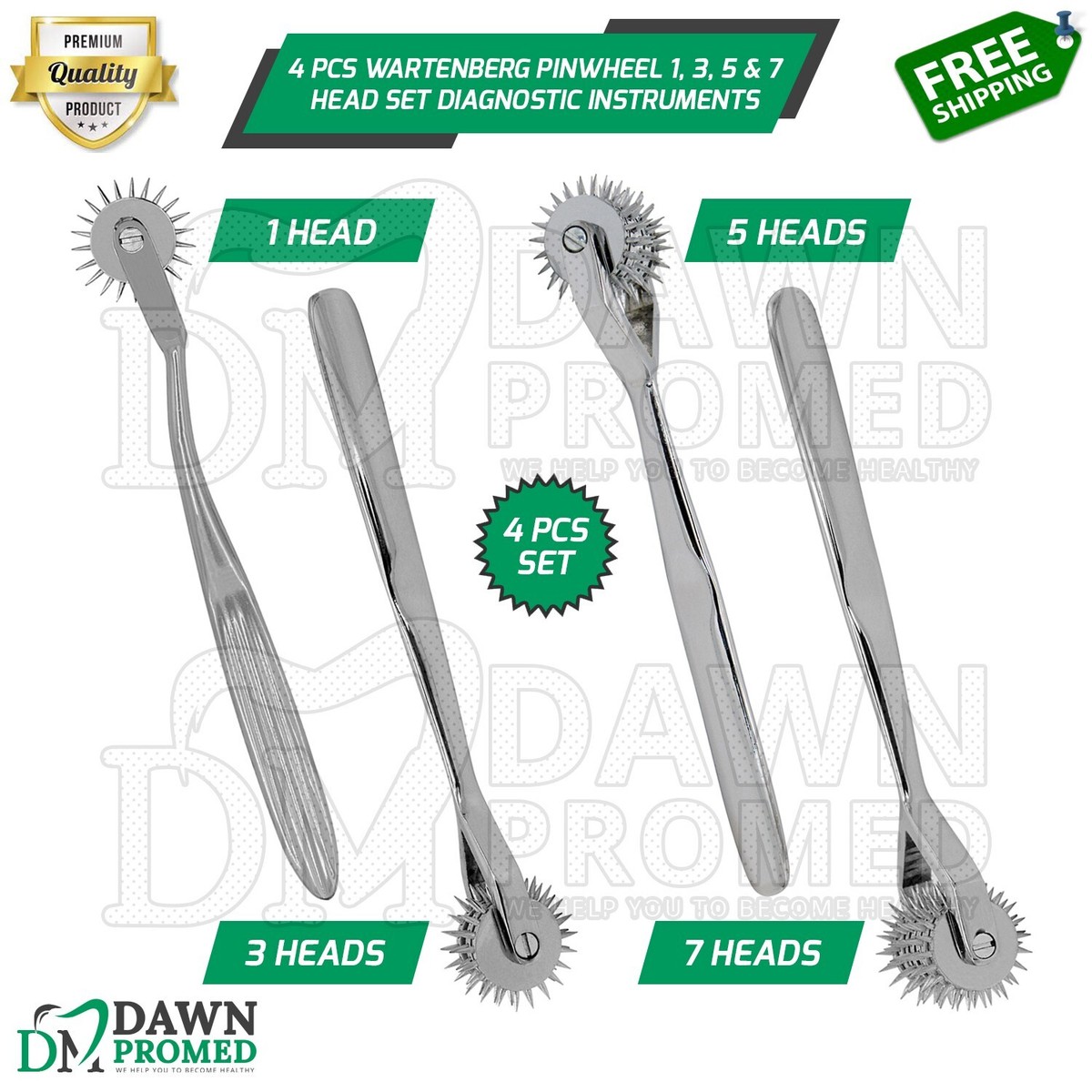 German Stainless Steel Neurological Testing Pinwheel Set Premium German ...