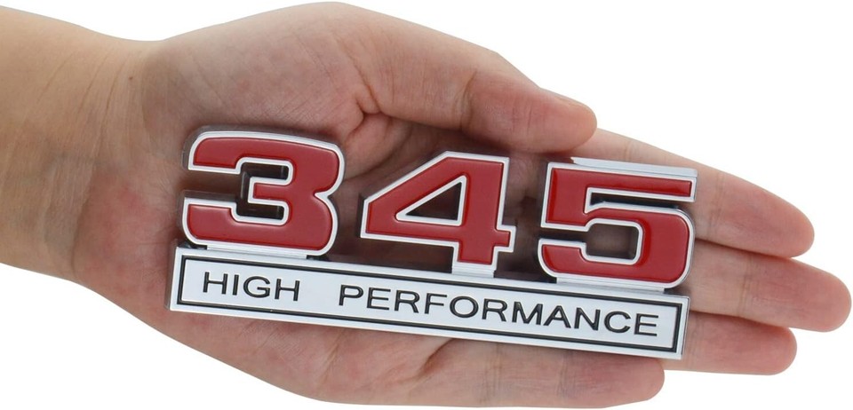 345 5.7 Liter V8 Engine High Performance Emblem Badge Logo in Chrome ...