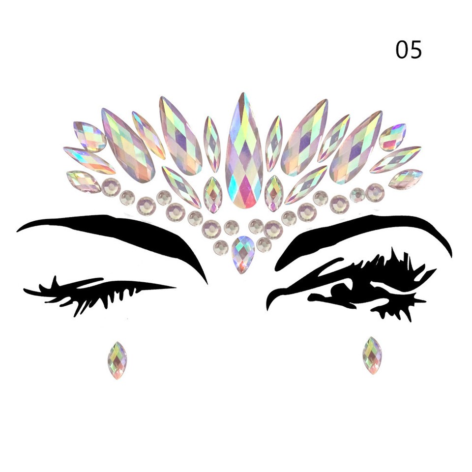 Face Crystal Sticker Eye Crafted Body Jewels Festival Temporary Tattoo ...