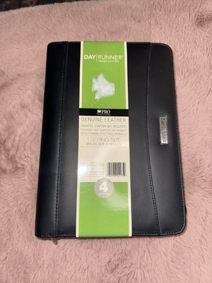 Day Runner Organizer Planner Sz 4 1 1/4” Black Leather Binder Office | eBay
