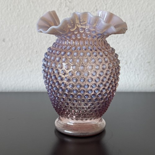 Vtg Fenton Wisteria Opalescent Hobnail Ruffle Edge Vase Sherwin ...