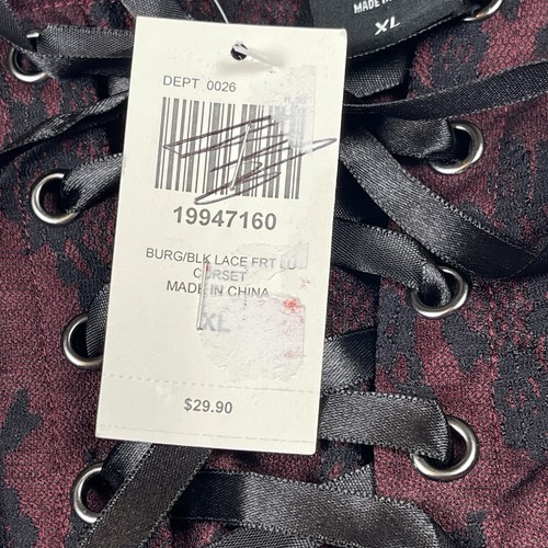 Hot Topic Social Collision Burgundy & Black Lace-Up Girl Corset Top ...