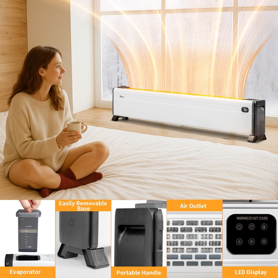48'' Electric Baseboard Heater 1500W Convection Heating Bedroom Warm ...
