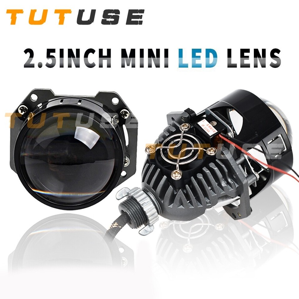 Mini Headlight 2.5 inch Bi LED Projector Lens+Silver Shrouds Retrofit ...
