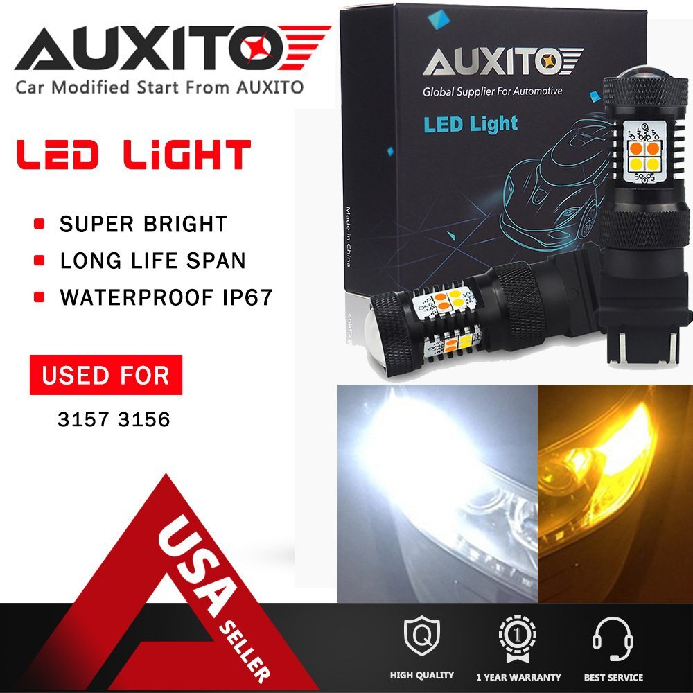 2X High Power 3157 4157NA LED Switchback White Yellow Turn Signal Light ...