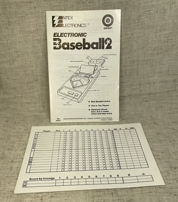 Entex Baseball 2 Manual Instructions 12 Score Sheets 1979 Vintage ...