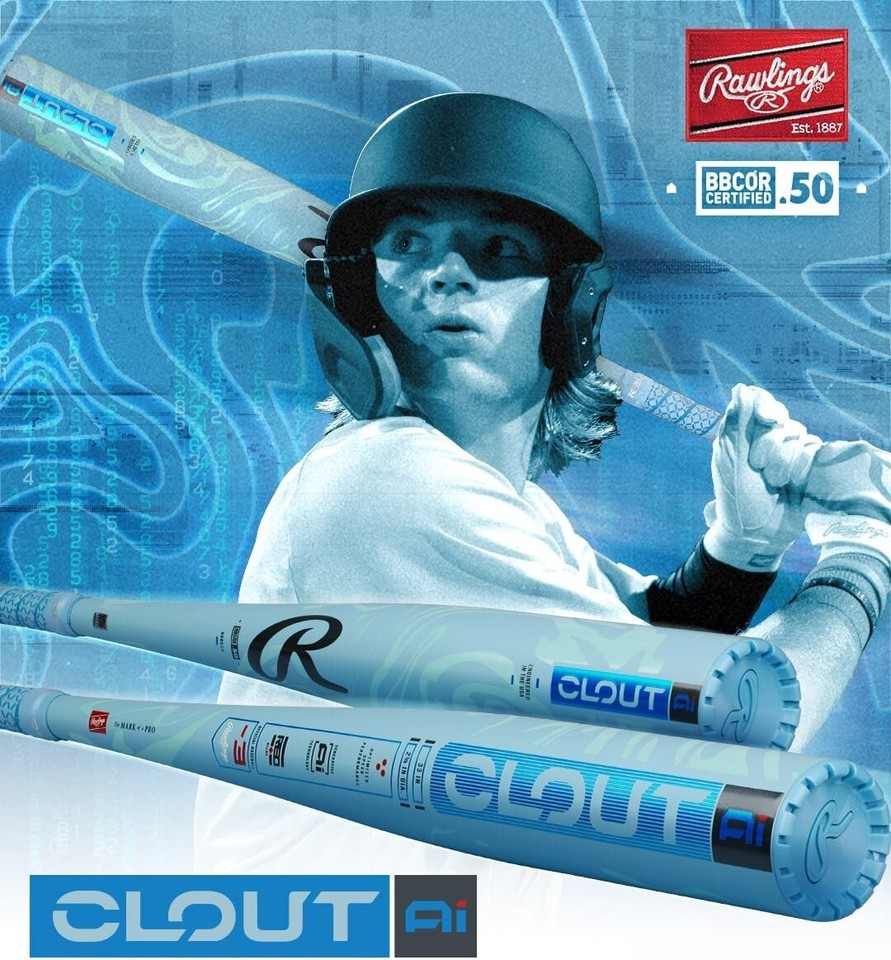 Rawlings | 2025 | Clout AI Baseball Bat | BBCOR 33'' | -3 Drop | 2 5/8 ...