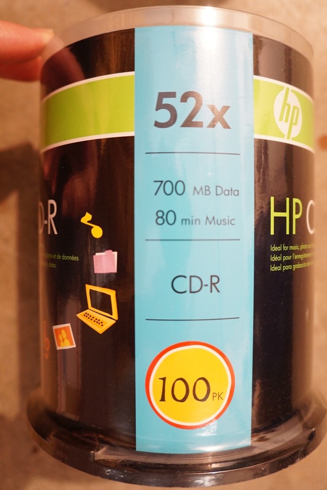 NEW HP 100 Spindle 52X 80 min 700 MB Data CD-R Blank CD Media FACTORY ...