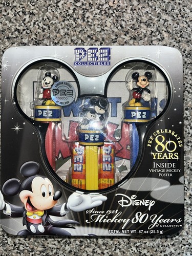 New!! Vtg DISNEY 2007 Pez "Mickey Mouse Trio 80 Years Collection" TIN w ...