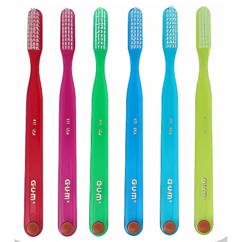 6PK GUM Classic Toothbrush 411, Full Soft w/ Rubber Tip Stimulator Gum ...