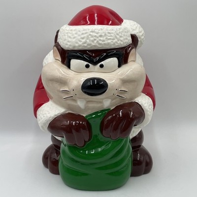 VTG 90s Warner Bros Taz Tazmanian Devil Christmas Santa Large Ceramic ...