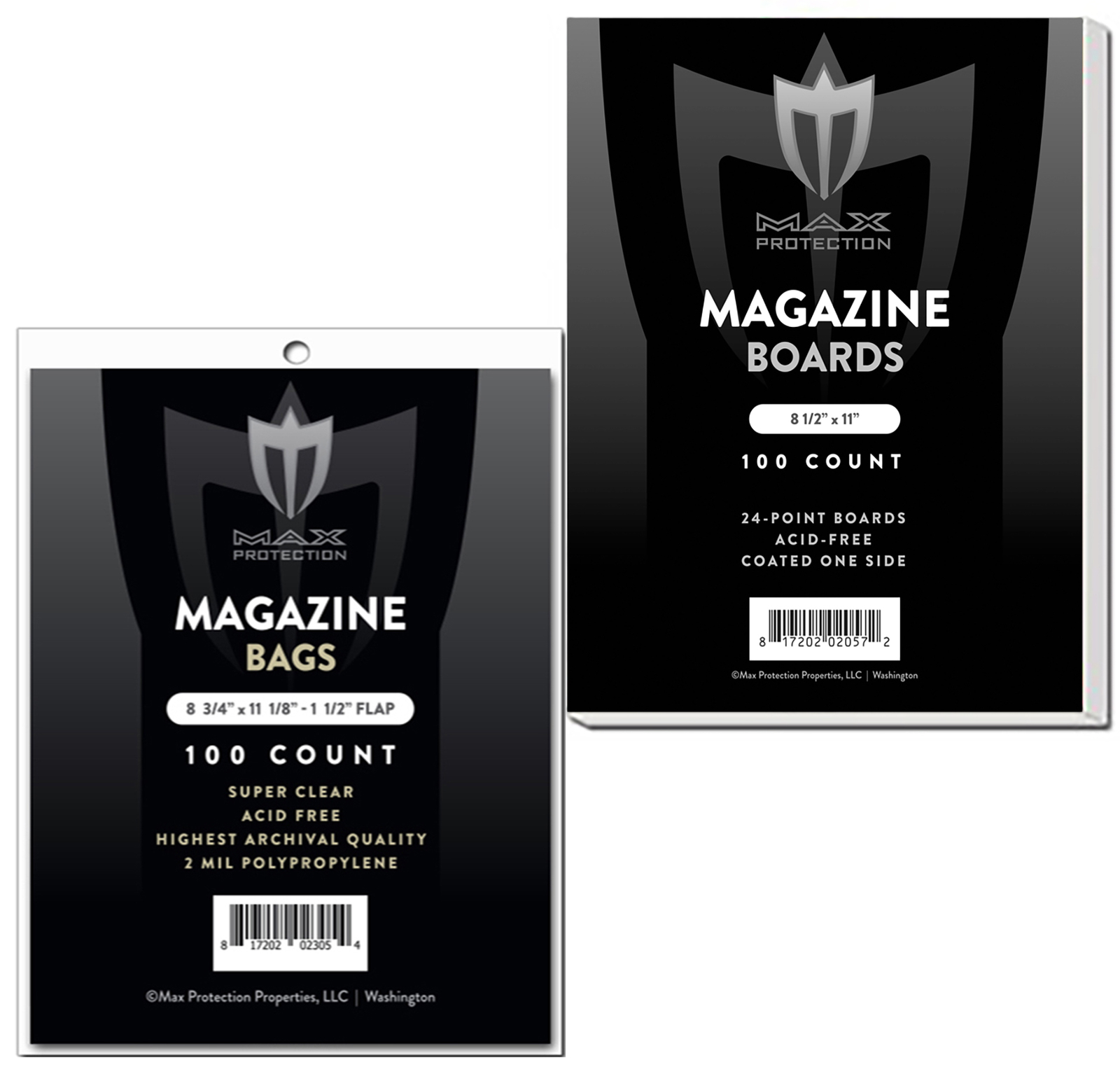 100 Max Pro Magazine 2-Mil Archival Poly Bags + 100 Acid Free Backer ...