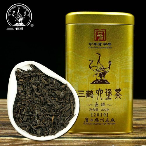 Three Cranes Loose Dark Tea Guangxi Liupao Box Tea Hei Cha Golden Jar ...