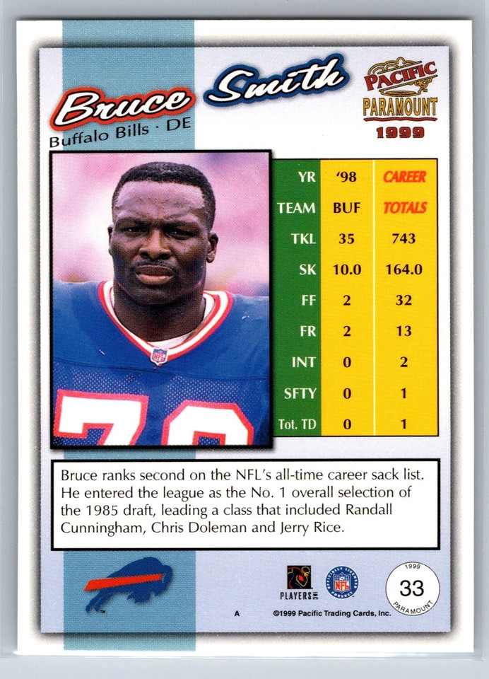1999 Pacific Paramount Bruce Smith Buffalo Bills #33 | eBay