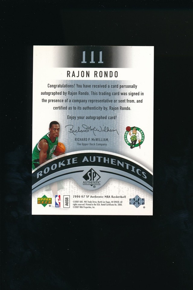 2006-07 SP Authentic Rookie Authentics #111 Rajon Rondo 027/999 Auto RC ...