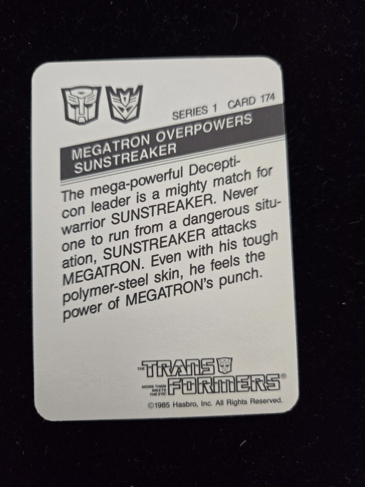 NM Transformers G1 Hasbro Action Card 1985 174 | eBay