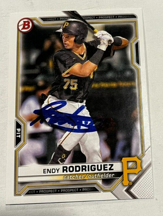 ENDY RODRIGUEZ SIGNED 2021 BOWMAN DRAFT PROSPECT BASEBALL ROOKIE CARD ...