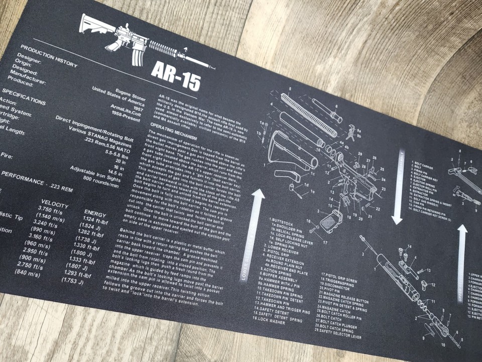 AR-15 X-Large Gunsmith Bench Mat Gun Cleaning Mat Rifle 35.5" X 12 ...