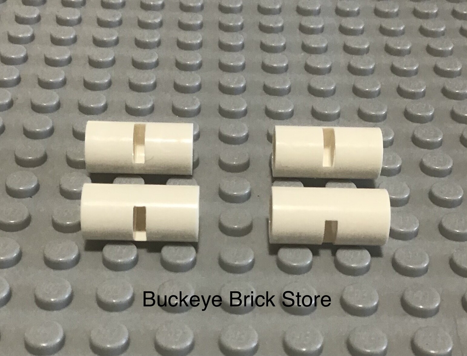 LEGO Four White Technic, Pin Connector Round 2L with Slot (Pin Joiner ...