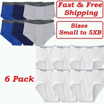 Fruit of the Loom Men's Briefs Underwear 6 Pack Sizes S to 5XB, Select ...