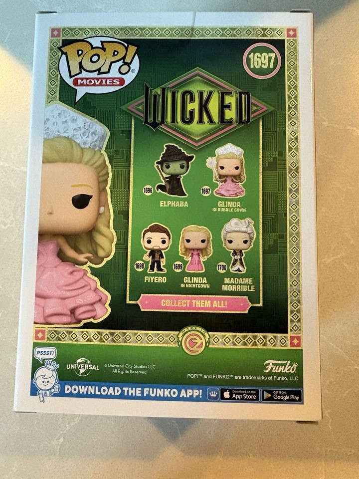 Funko Pop Wicked Set 1696 Elphaba & Glinda in Bubble Gown 1697 ...