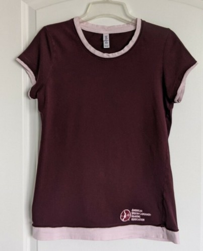 ASHA Speech Therapist Audiologist Embroidered Burgundy Pink t-shirt | eBay