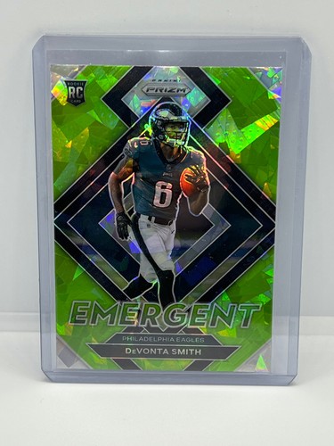 2021 Panini Prizm DeVonta Smith Green Cracked Ice Emergent Rookie Card ...