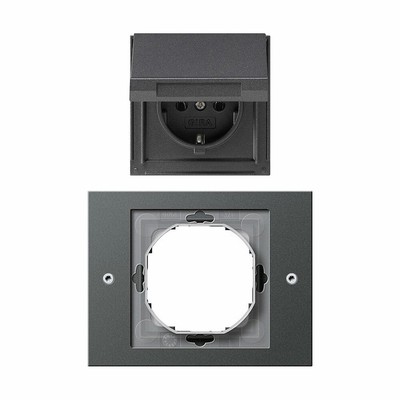 Gira TX_44 Anthracite Complete Set Outlet 045467 and Frame 021167 IP44 ...