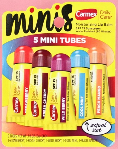 Carmex Moisturizing MINIS Lip Balm (5 mini tubes) Variety Flavors SPF15 ...