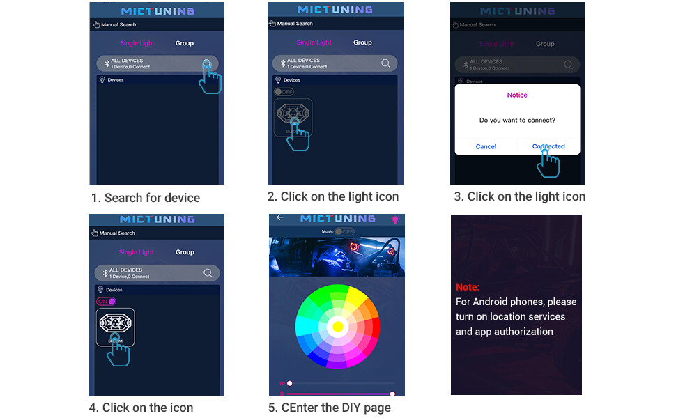MICTUNING 2nd-Gen RGB LED Rock Lights Bluetooth 8 Pods Underbody Neon ...