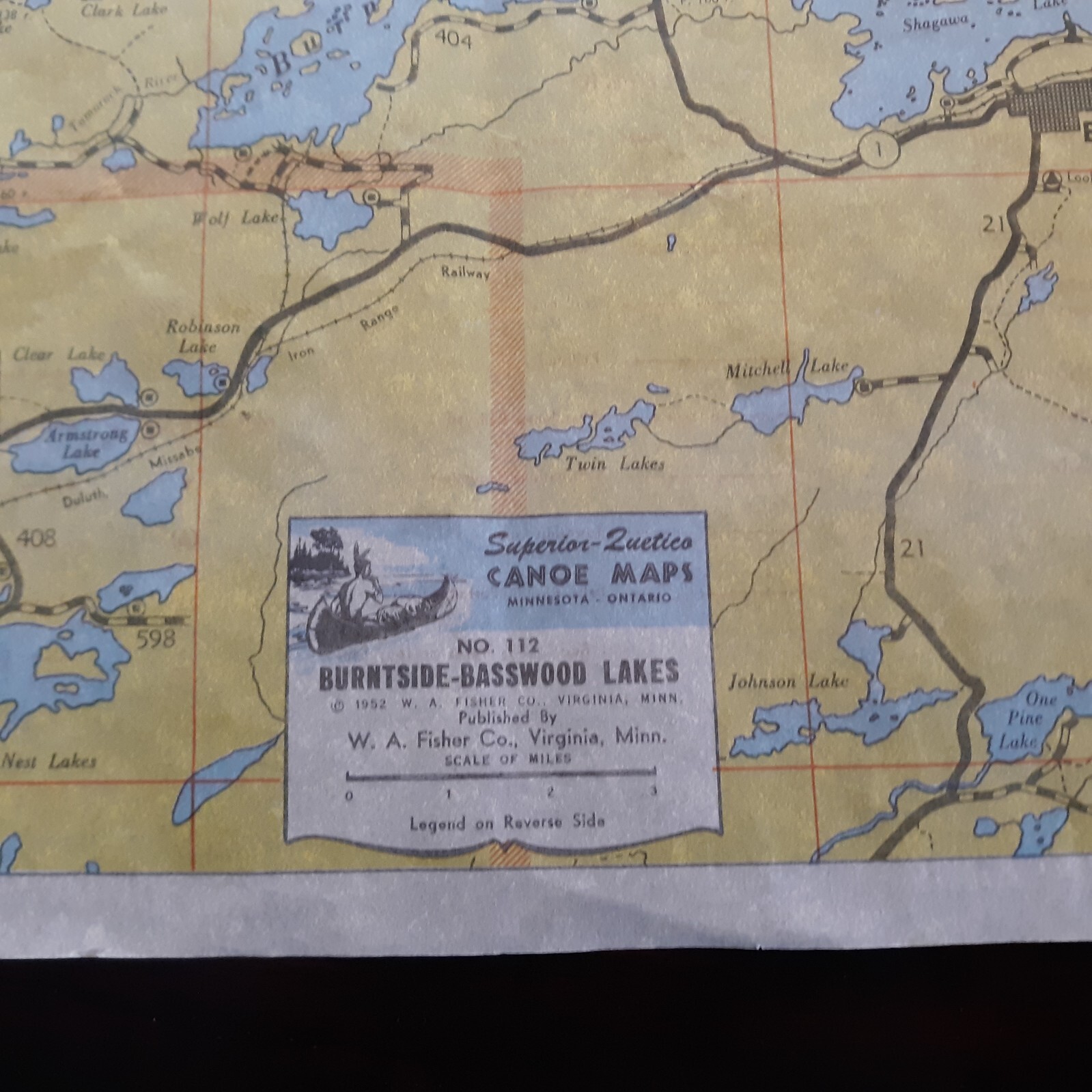 Vintage Lithograph Map of Superior & Quetico Canoe Maps No. 112rs ...