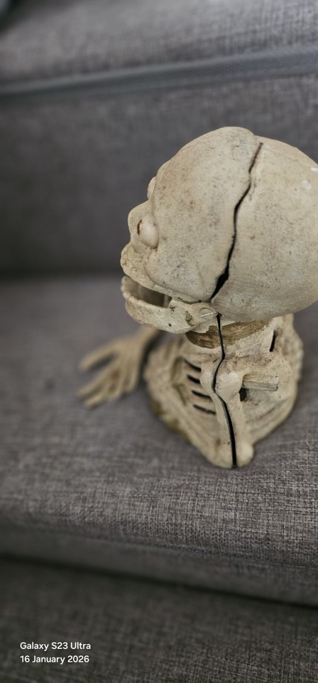 Skeleton Skull Eye-Popping Cast Iron Money Box Bank Vintage Unusual ...