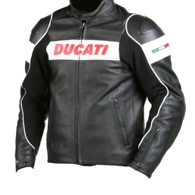 DUCATI Racing Motorbike Cowhide Leather Jacket Biker Motorcycle Leather ...