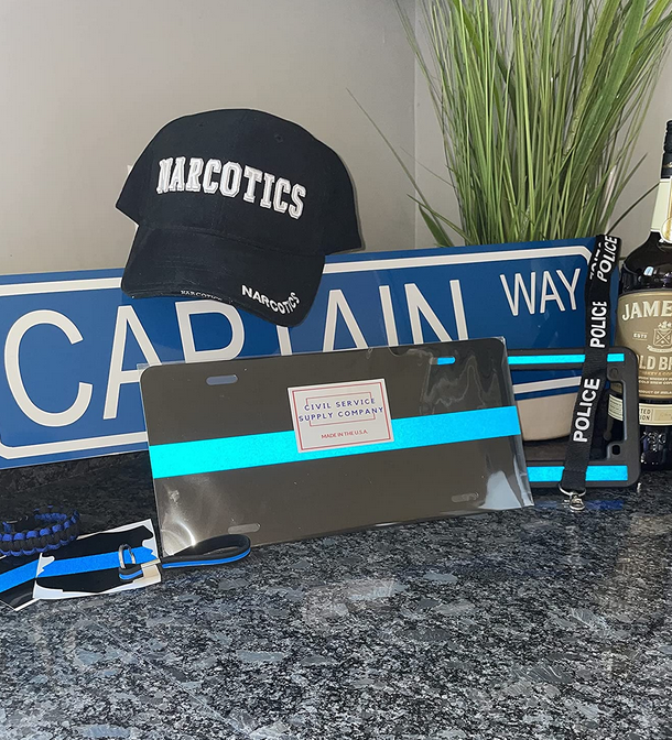 Reflective Thin Blue Line License Plate Tag Support LEO Police | eBay