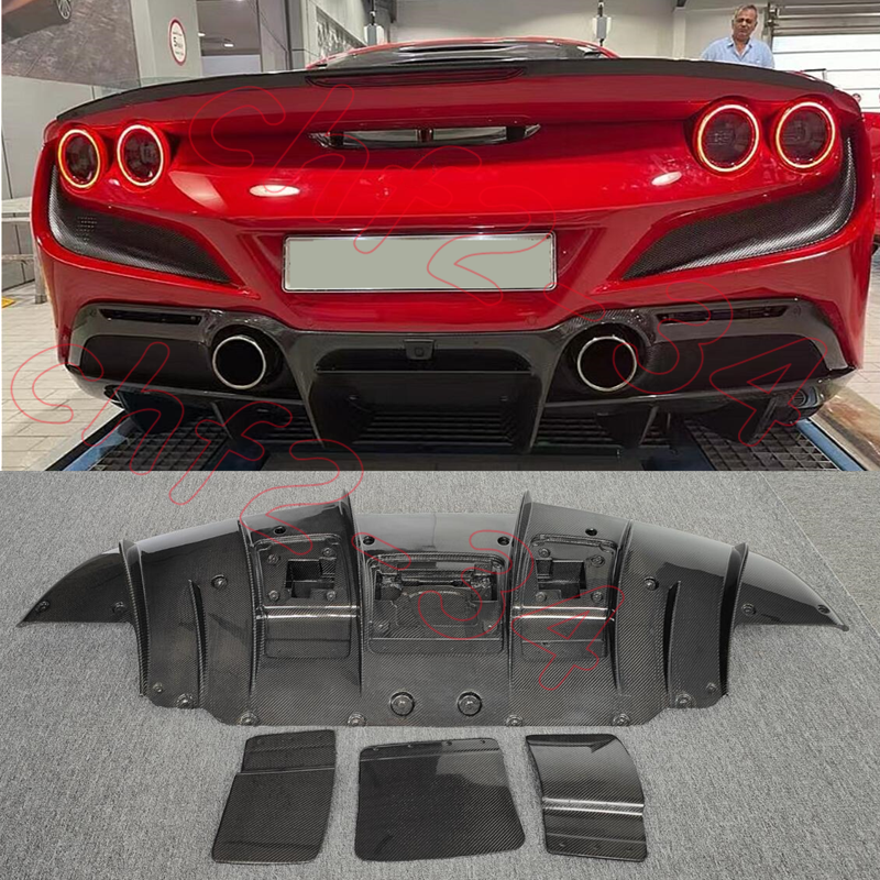 Real Carbon Fiber Rear Diffuser Bumper Lip Spoiler For Ferrari F8 ...