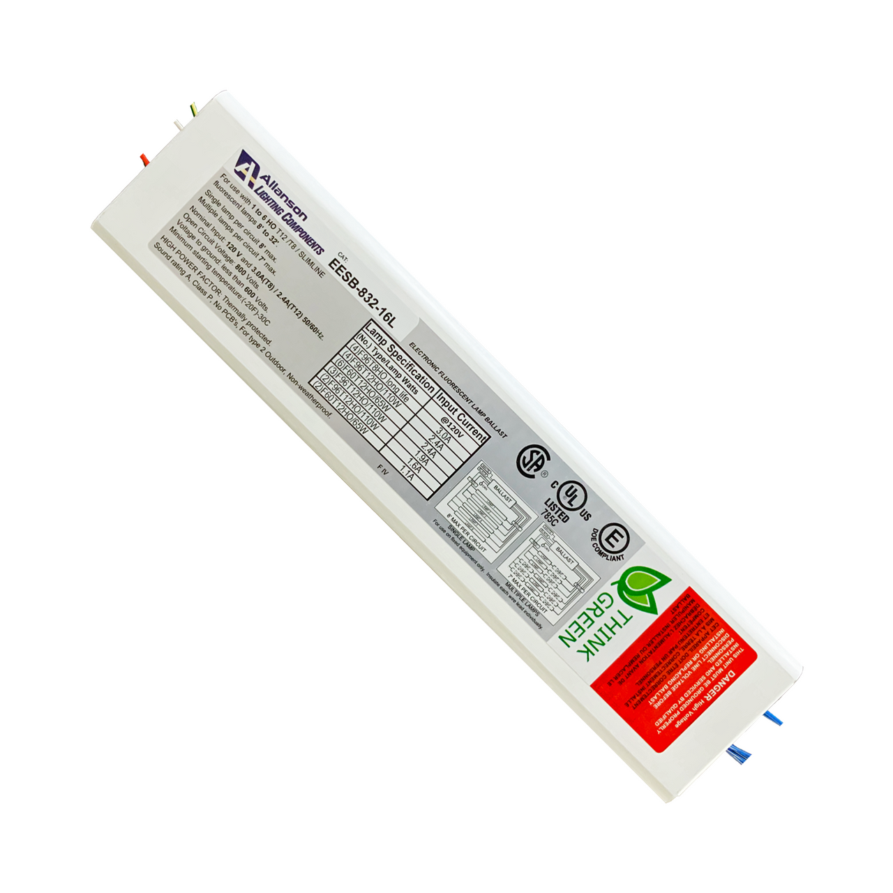 Allanson Sign Ballast EESB-832-16L T8 T12 120V 8'-32' FT Feet 1-6 Lamps ...