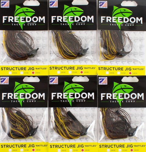 (LOT OF 6) FREEDOM TACKLE STRUCTURE JIG 5/8OZ TEXAS CRAW #72307 AX1105 ...